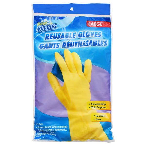Scrub Buddies Large Yellow Reusable Latex Gloves Same-Day Delivery ...
