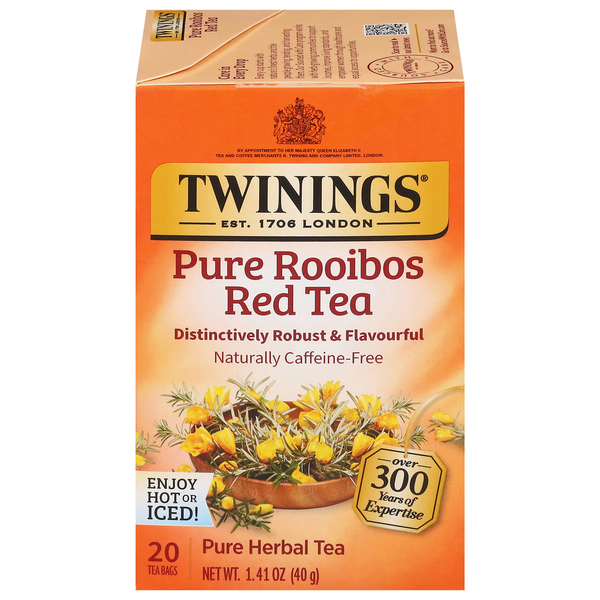 Twinings Pure Herbal Tea, Caffeine-Free, Pure Rooibos Red Tea, Tea Bags ...