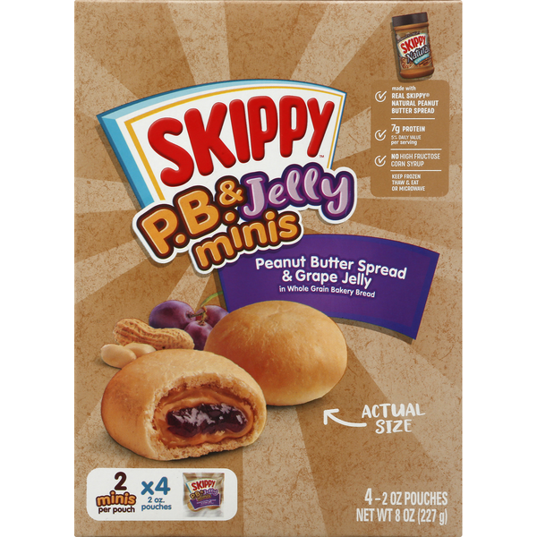 SKIPPY PB & Jelly, in Whole Grain Bakery Bread, Peanut Butter & Grape ...