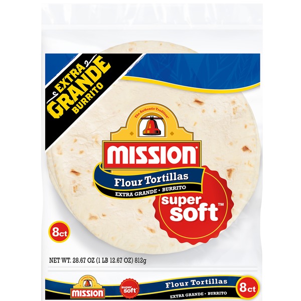 Mission Super Soft Extra Grande Burrito Flour Tortillas (8 each ...