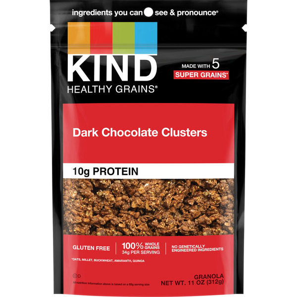 KIND Healthy Grains Gluten Free Dark Chocolate Granola Clusters, 11 oz ...