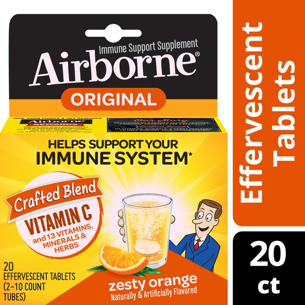 Walgreens Airborne Zesty Orange Effervescent Tablets - 1000mg of ...