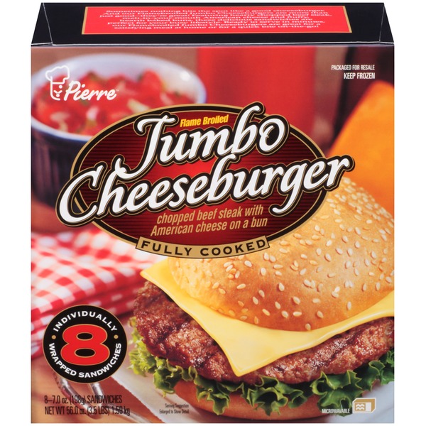 Pierre's Flame Broiled Jumbo Cheeseburger (7 oz) - Instacart