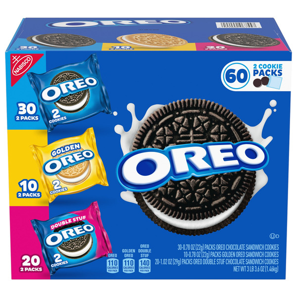 OREO Sandwich Cookies, Chocolate and Golden Variety Pack, 60 ct Same ...