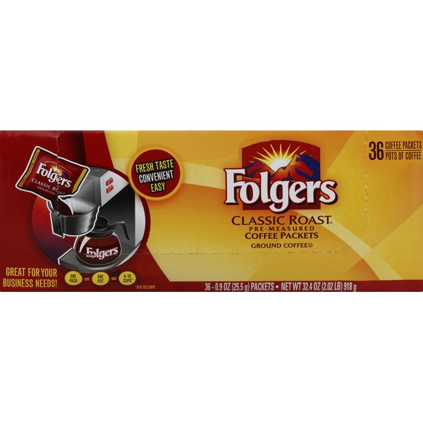 Folgers Coffee Packets, Ground, Classic Roast (36 each) - Instacart
