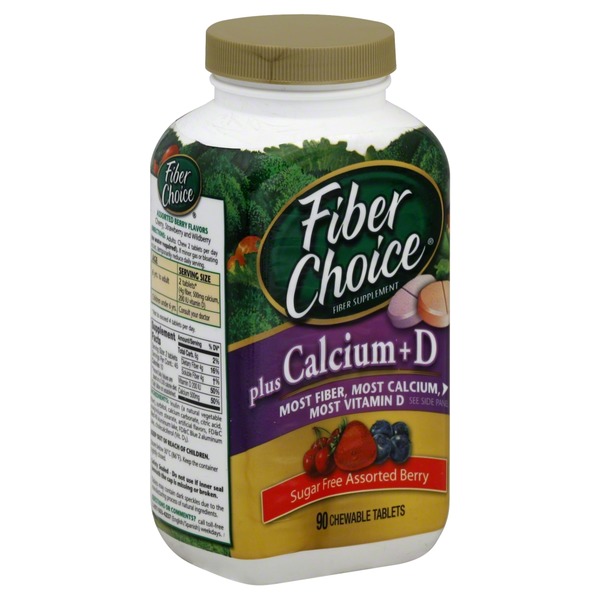 Fiber Choice Fiber Supplement, Plus Calcium + D, Sugar Free, Chewable ...
