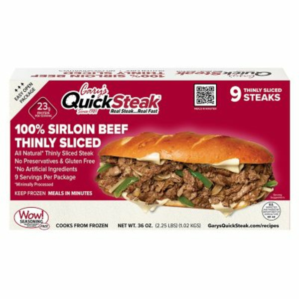 Gary's QuickSteak 100% Sirloin Beef Thinly Sliced Frozen Steak Same-Day ...