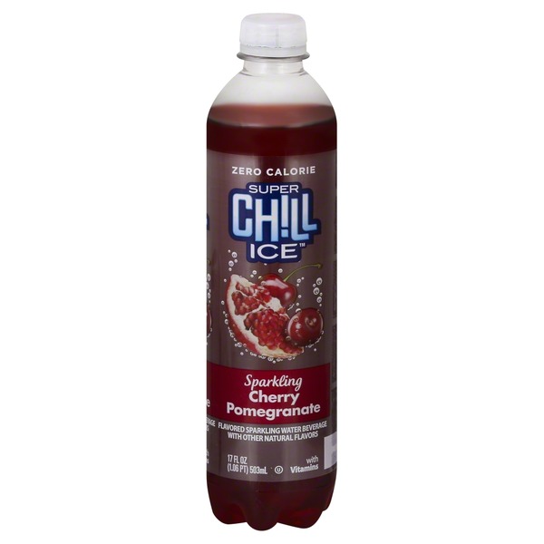 Super Chill Ice Sparkling Water Beverage, Cherry Pomegranate (17 oz ...