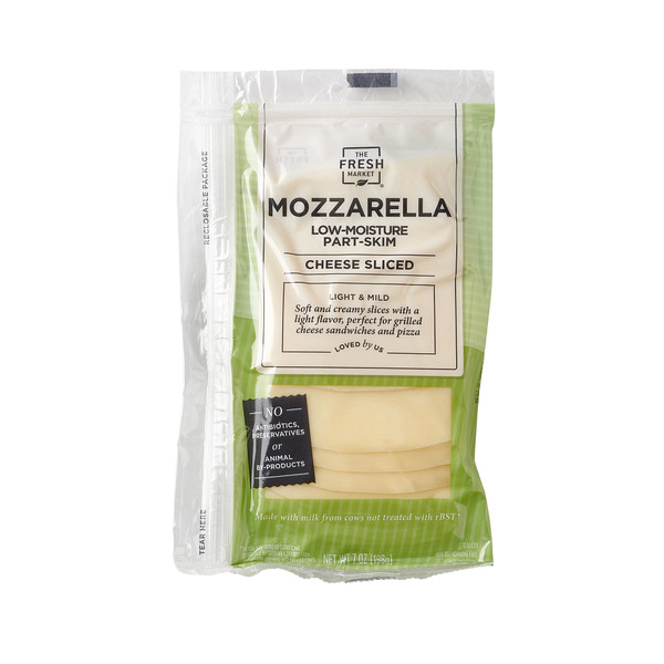 The Fresh Market Mozzarella Low-moisture Part-skim Cheese Sliced Same ...