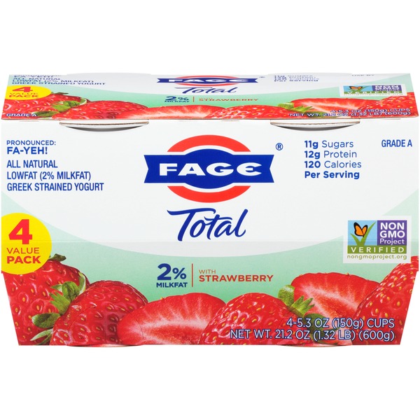 Fage Total Strawberry Lowfat Milkfat All Natural Greek Strained Yogurt ...