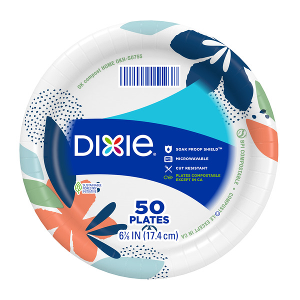 DIXIE Paper Plates, 6.8 Inch Dessert or Snack Plate (Design May Vary ...