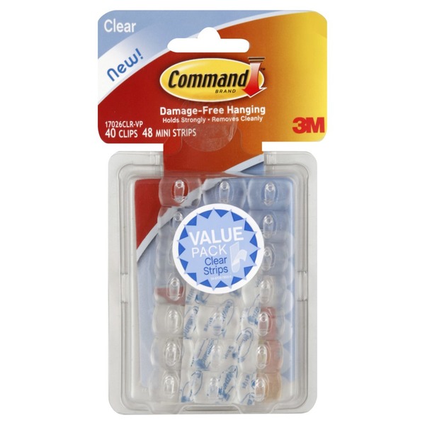 3M Command Clips and Mini Strips, Clear, Value Pack (1 each) - Instacart