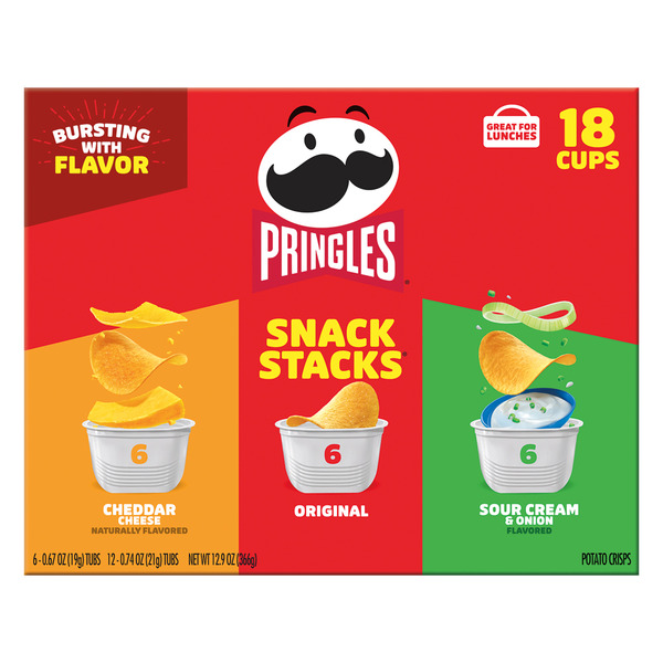 Pringles Variety Pack Potato Crisps Chips, Lunch Snacks, 12.9 oz, 18 ...