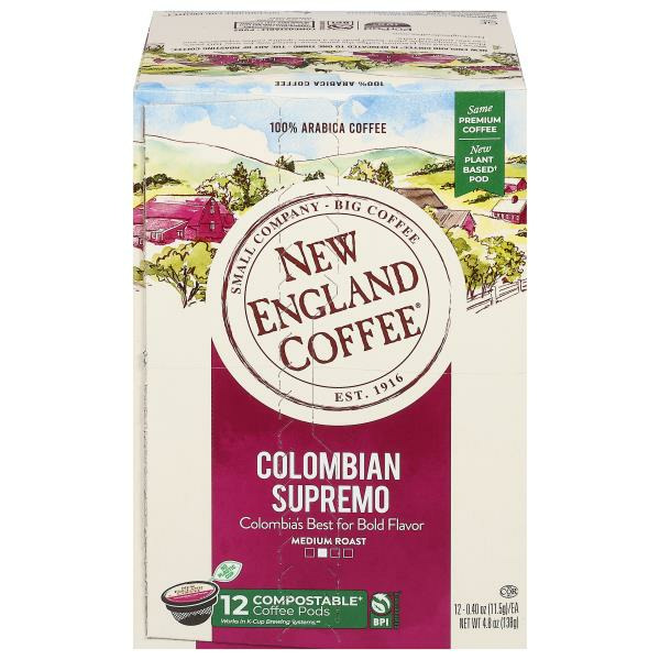 New England Coffee Colombian Supremo Medium Roasted Coffee K-Cup Pods Same-Day Delivery or ...