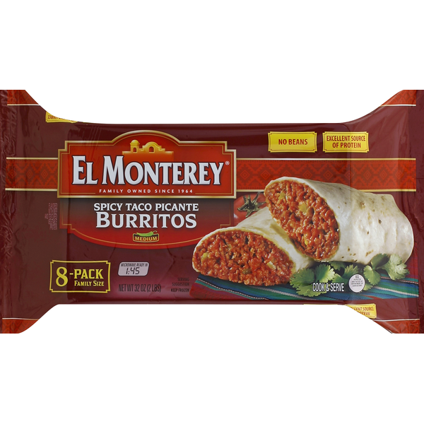 El Monterey Spicy Taco Picante Burritos (8 each) - Instacart