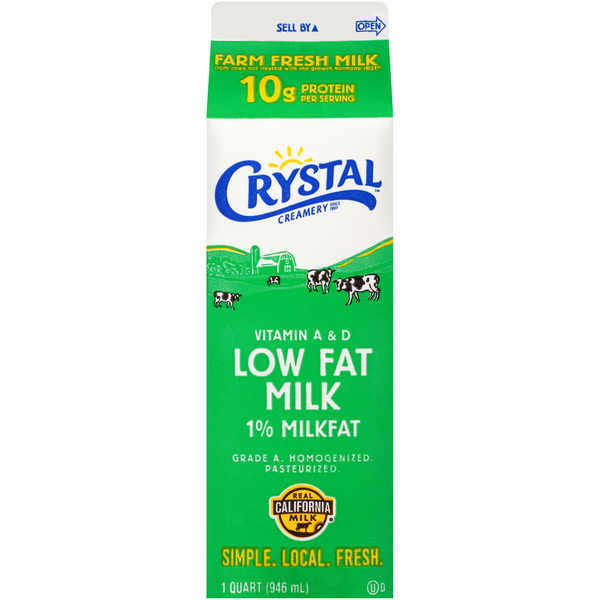 Walmart Crystal Creamery Low Fat Milk Same-Day Delivery | Instacart