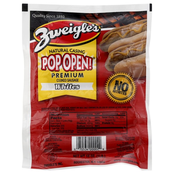 Zweigles Sausage, Premium, Cooked, Whites (16 oz) - Instacart