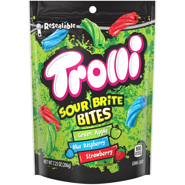 Trolli SOUR BRITE BITES Green Apple, Blue Raspberry, & Strawberry Gummi ...