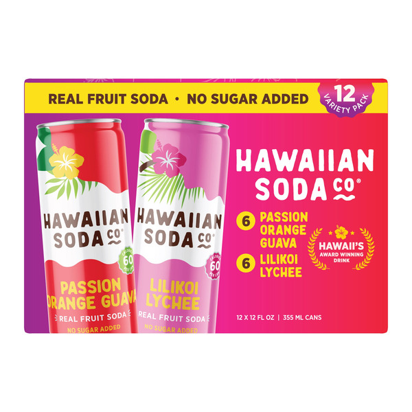 Hawaiian Soda Co. Fruit Soda Variety, 12 fl oz, 12-pack Same-Day ...