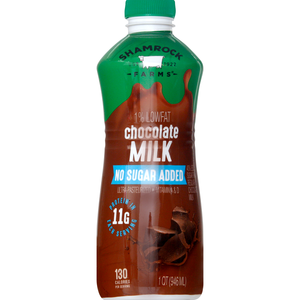 Shamrock Farms Milk, No Sugar Added, 1% Lowfat, Chocolate (1 qt ...