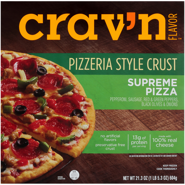 Crav'n Flavor Supreme Pepperoni, Sausage, Red & Green Peppers, Black ...