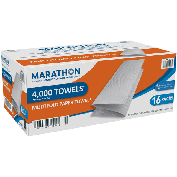 Marathon Multifold Paper Towels, 1-Ply, White, 4000 ct Same-Day ...
