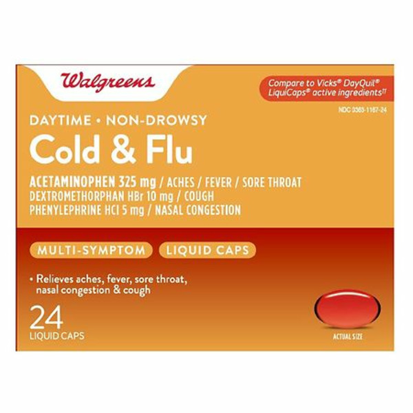 Walgreens Walgreens Non-Drowsy Daytime Cold & Flu Liquid Caps Same-Day ...