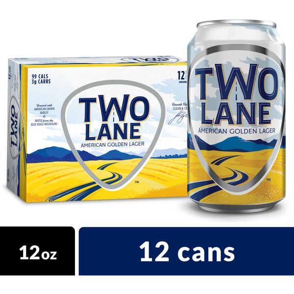 Two Lane American Golden Lager Beer Cans (12 oz) - Instacart