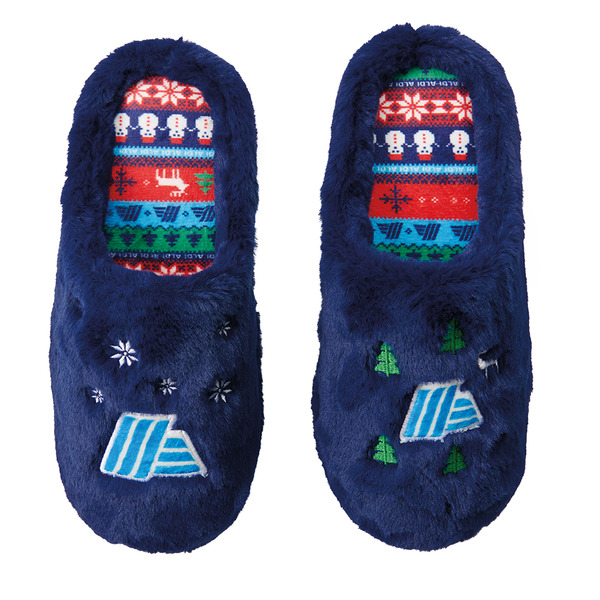 ALDI ALDI Men's Festive Gear Slippers - Navy - Size 11/12 Same-Day ...