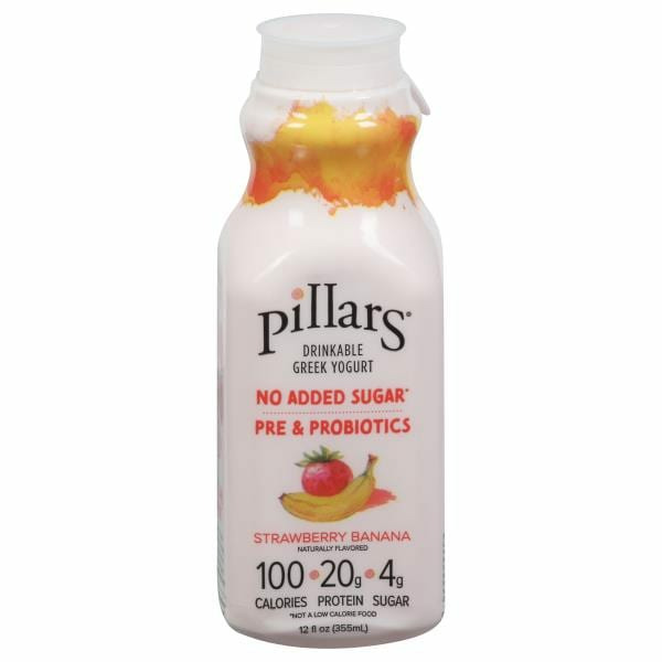 Pillars Yogurt, Greek, Drinkable, Strawberry Banana Same-Day Delivery ...