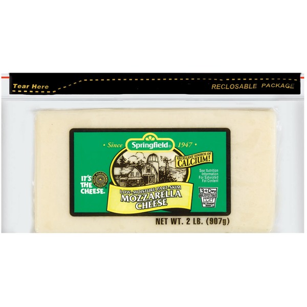 Springfield Mozzarella Low-Moisture Part-Skim Cheese (2 lb) - Instacart