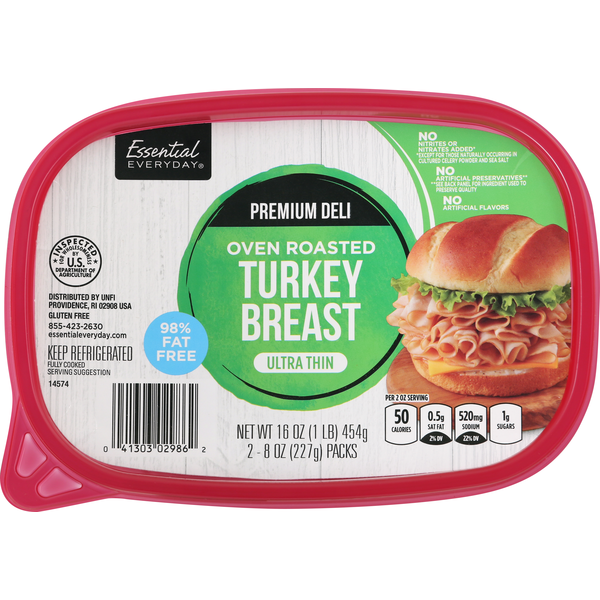 Essential Everyday Turkey Breast, Oven Roasted, Ultra Thin, Premium Deli (2 each) - Instacart