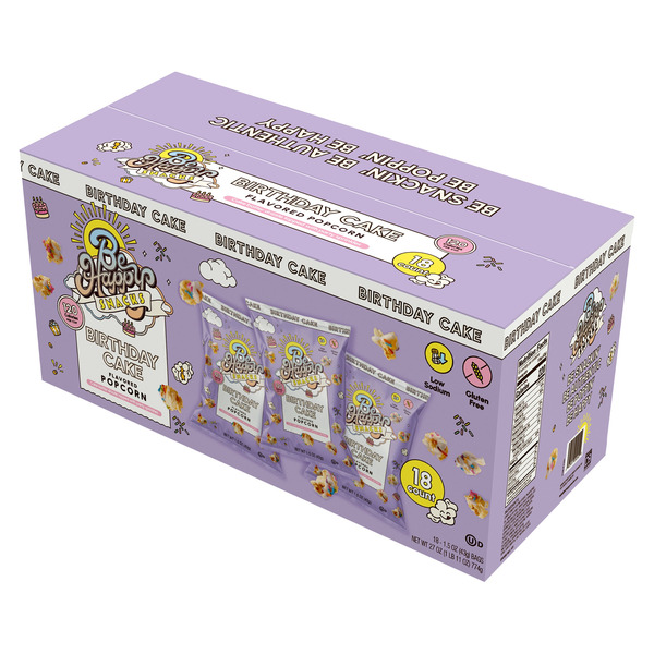 Be Happy Snacks Flavored Popcorn, Birthday Cake, 1.5 oz, 18 ct Same-Day ...