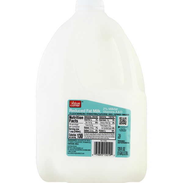 Safeway Value Corner 2% Milkfat Reduced Fat Milk, Vitamin A & D Same ...