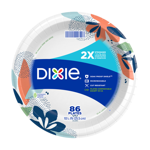 Publix DIXIE Paper Plates, 10 Inch Dinner Plate (Design May Vary) Same ...