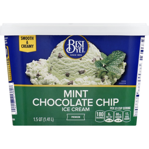 Best Yet Ice Cream, Premium, Mint Chocolate Chip (1.5 qt) - Instacart