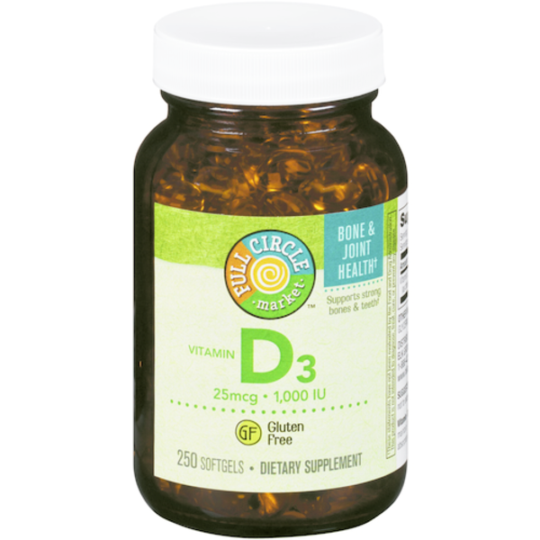 Full Circle Vitamin D3 25 Mcg 1,000 Iu Supports Strong Bones & Teeth ...