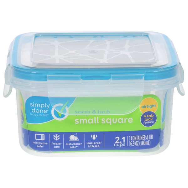 Simply Done Container & Lid, Snap & Lock, Small, Square, 16.9 Ounce ...
