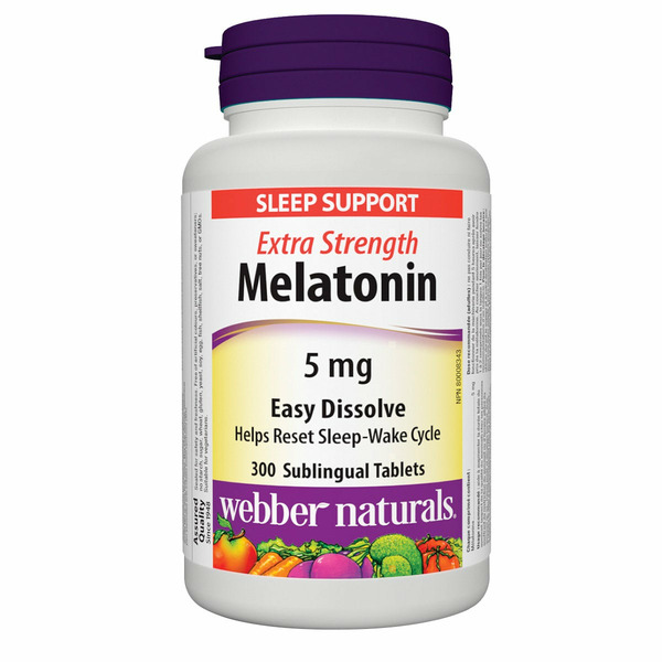 Webber Naturals 5mg Melatonin Extra Strength Easy Dissolve Sublingual ...