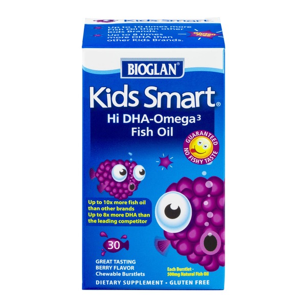 Bioglan Kids Smart Hi DHA-Omega 3 Fish Oil Berry Chewable Burstlets ...
