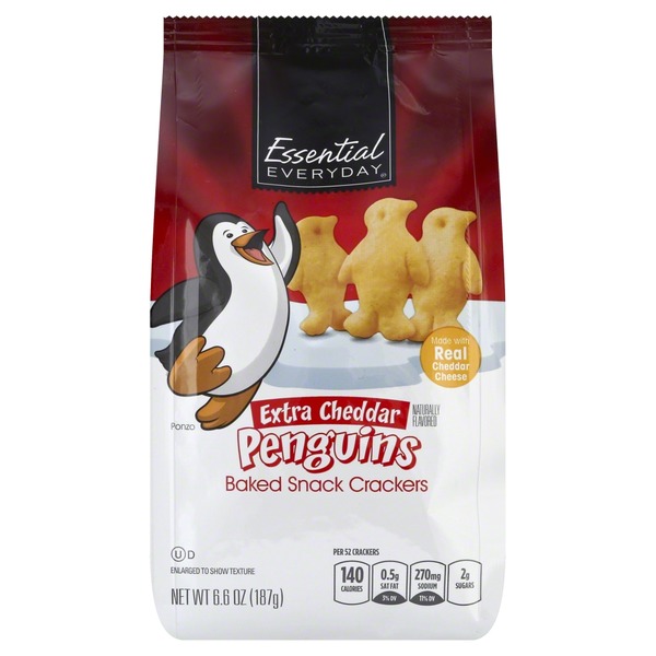 Essential Everyday Baked Snack Crackers, Extra Cheddar Penguins (6.6 oz ...