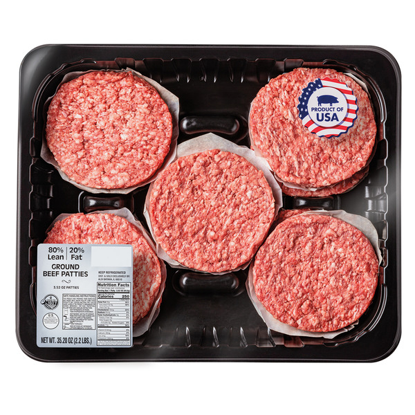 Family Pack 80% Lean 20% Fat Ground Beef Patties Same-Day Delivery or Pickup | ALDI