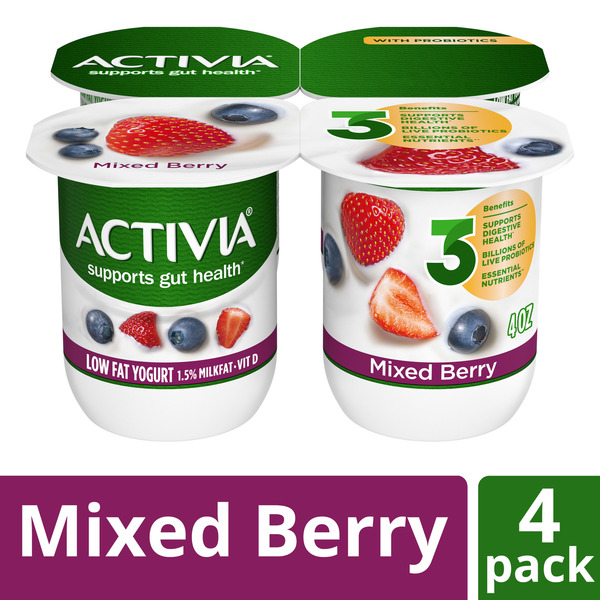 Activia Mixed Berry Probiotic Yogurt, Delicious Lowfat Yogurt Cups to ...