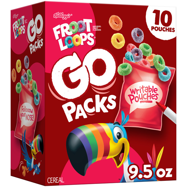 Kellogg's Froot Loops Go Packs Cereal, Kids Snacks, Lunch Snacks ...