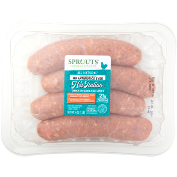 Sprouts No Antibiotics Hot Italian Chicken Sausage Links Same-Day ...