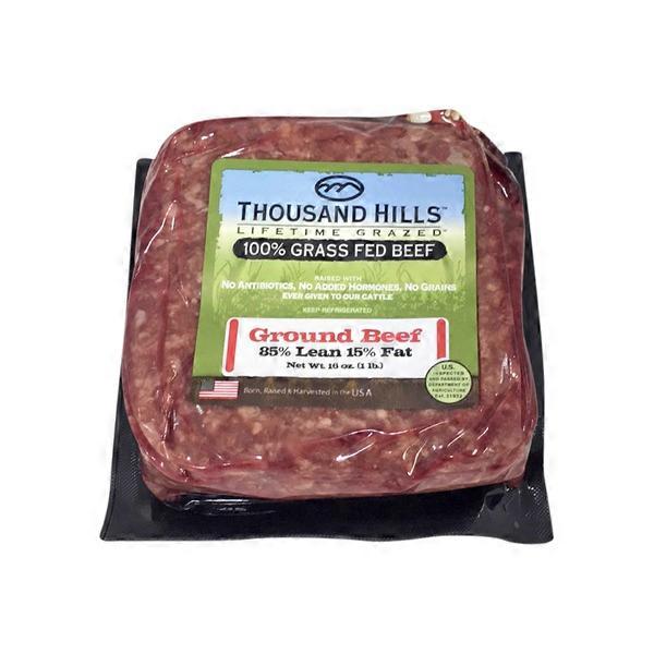 Thousand Hills Cattle Co. 85% Lean 15% Fat 100% Grass Fed Ground Beef ...
