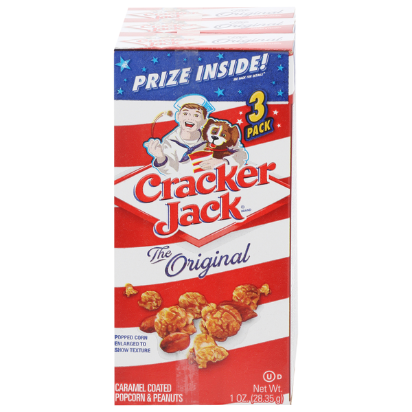 Cracker Jack Popcorn & Peanuts, Caramel Coated, The Original, 3 Pack ...