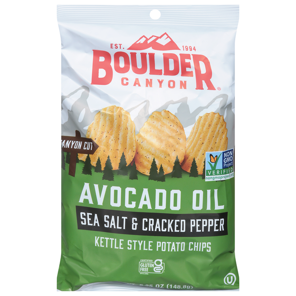 Safeway Boulder Canyon Potato Chips, Sea Salt & Cracked Pepper, Kettle ...