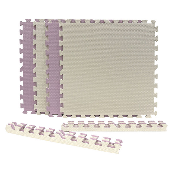 Easy Home Interlocking Foam Floor Tiles, Lavender and Cream Same-Day ...