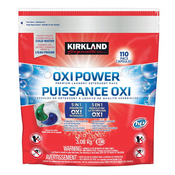 Kirkland Signature Oxi Power Premium Laundry Detergent Pacs Same-Day ...